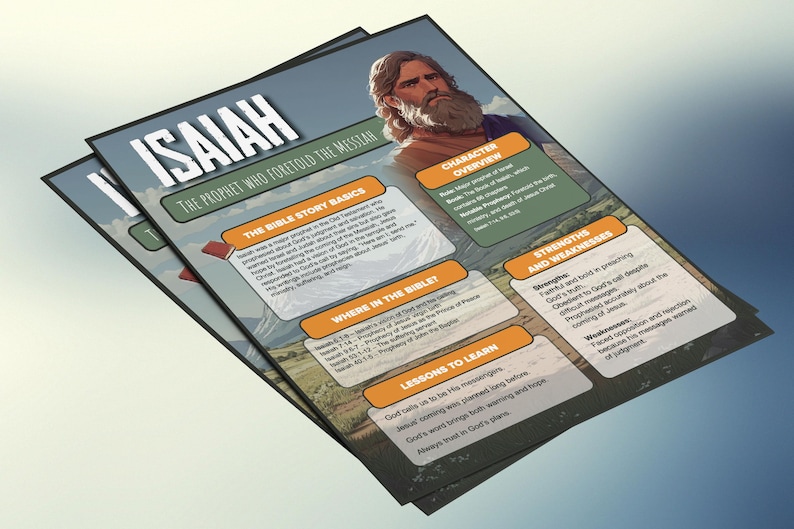 Isaiah - the Prophet Who Foretold the Messiah | Kids Bible Fact Sheet and Study Guide - Etsy