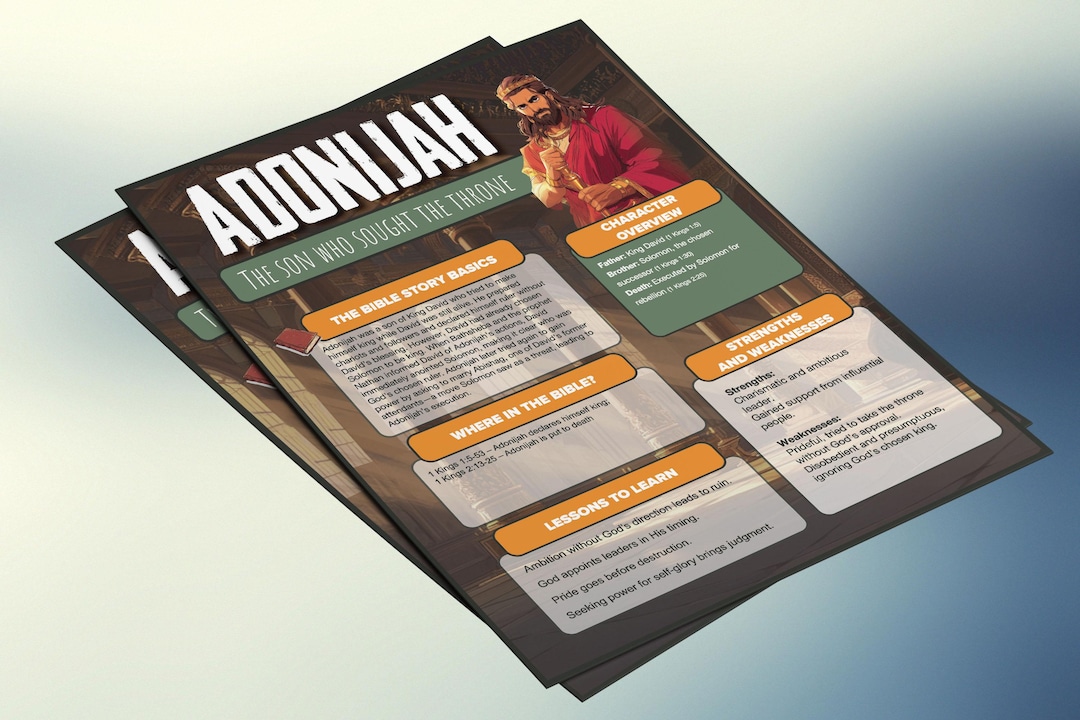 Adonijah - the Son Who Sought the Throne | Kids Bible Fact Sheet and ...