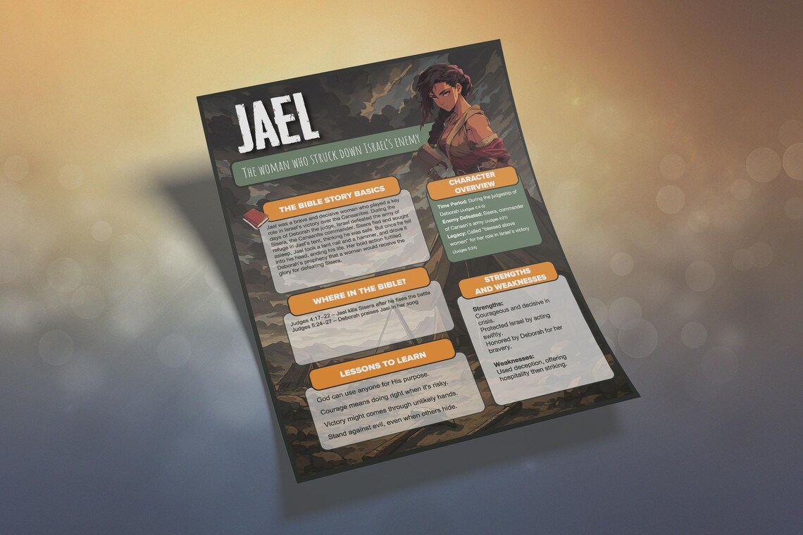 Jael - the Woman Who Struck Down Israel's Enemy | Kids Bible Fact Sheet ...