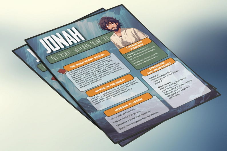 Jonah - the Prophet Who Ran From God | Kids Bible Fact Sheet and Study ...