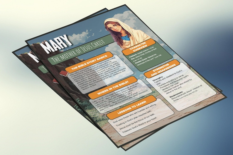 Mary - the Mother of Jesus | Kids Bible Fact Sheet and Study Guide - Etsy