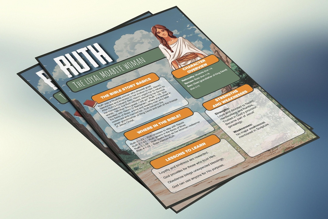 Ruth - the Loyal Moabite Woman | Kids Bible Fact Sheet and Study Guide ...