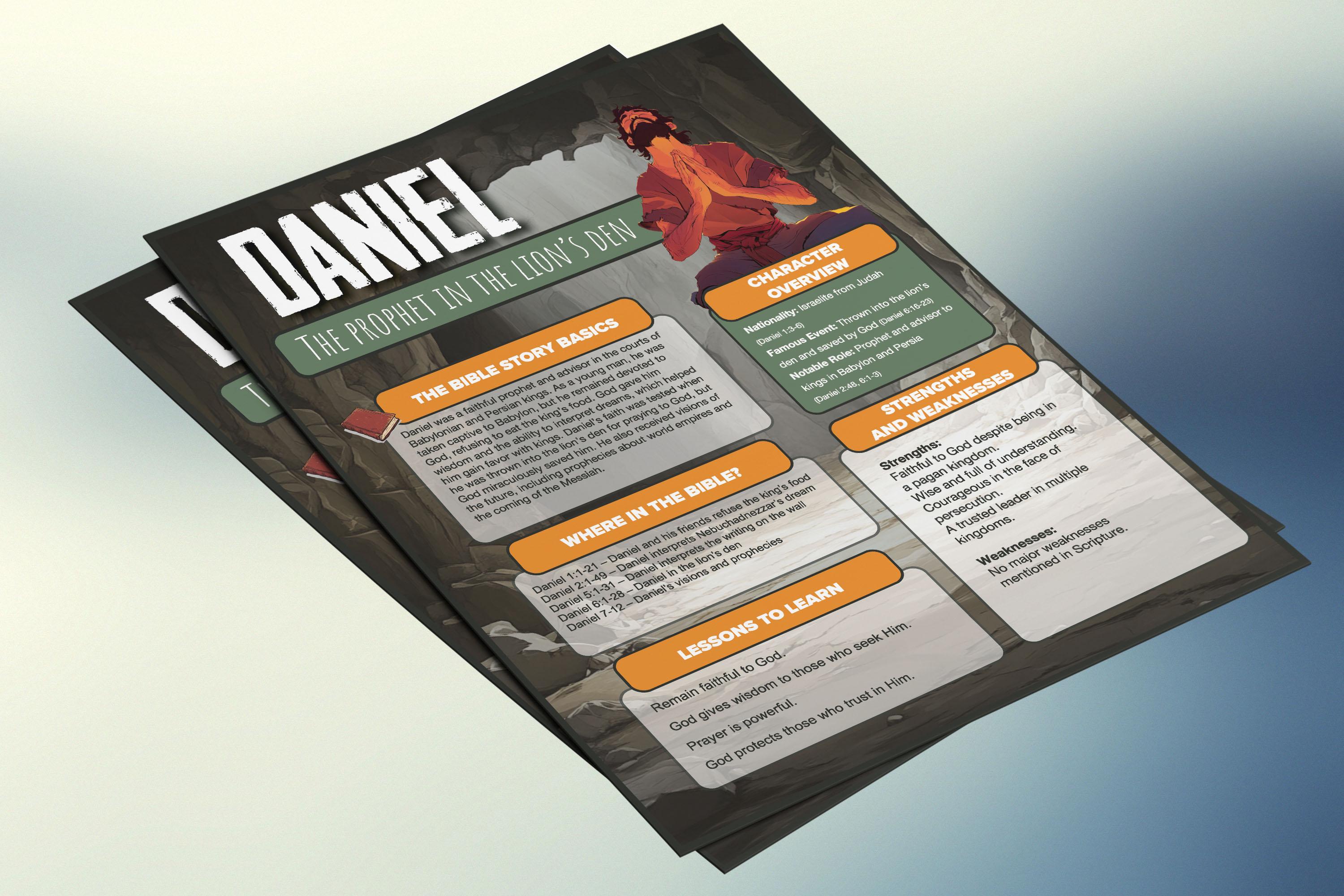 Daniel - the Prophet in the Lion's Den | Kids Bible Fact Sheet and ...