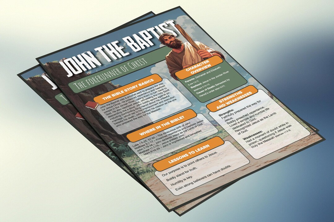John the Baptist - the Forerunner of Christ | Kids Bible Fact Sheet and ...