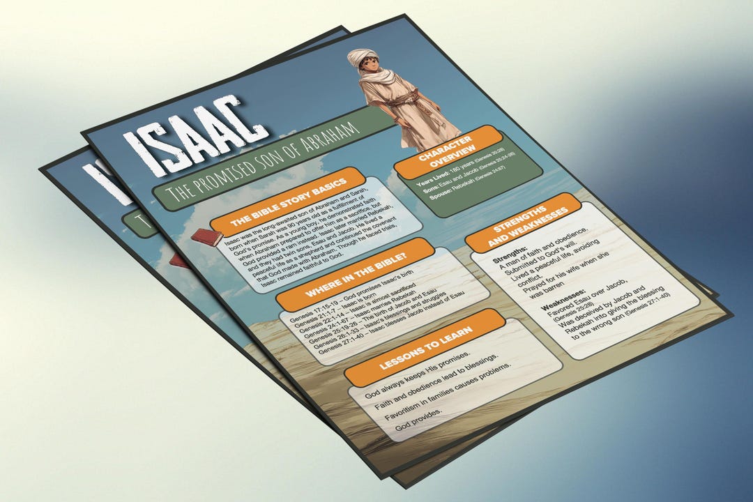 Isaac - the Promised Son | Kids Bible Fact Sheet and Study Guide - Etsy