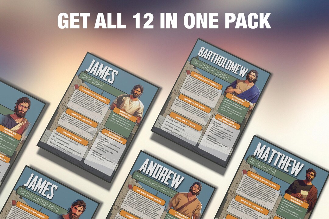 THE 12 DISCIPLES - COLLECTION | Kids Bible Fact Sheet and Study Guide ...