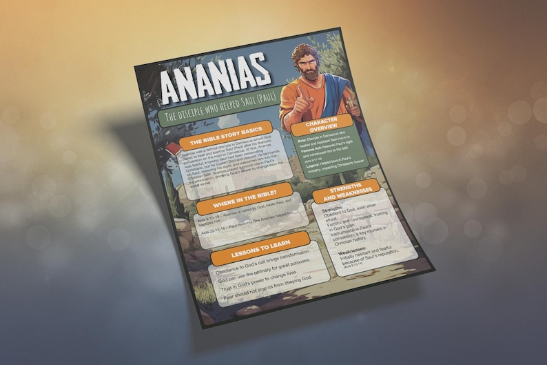 Ananias - the Disciple Who Helped Saul (paul) | Kids Bible Fact Sheet ...