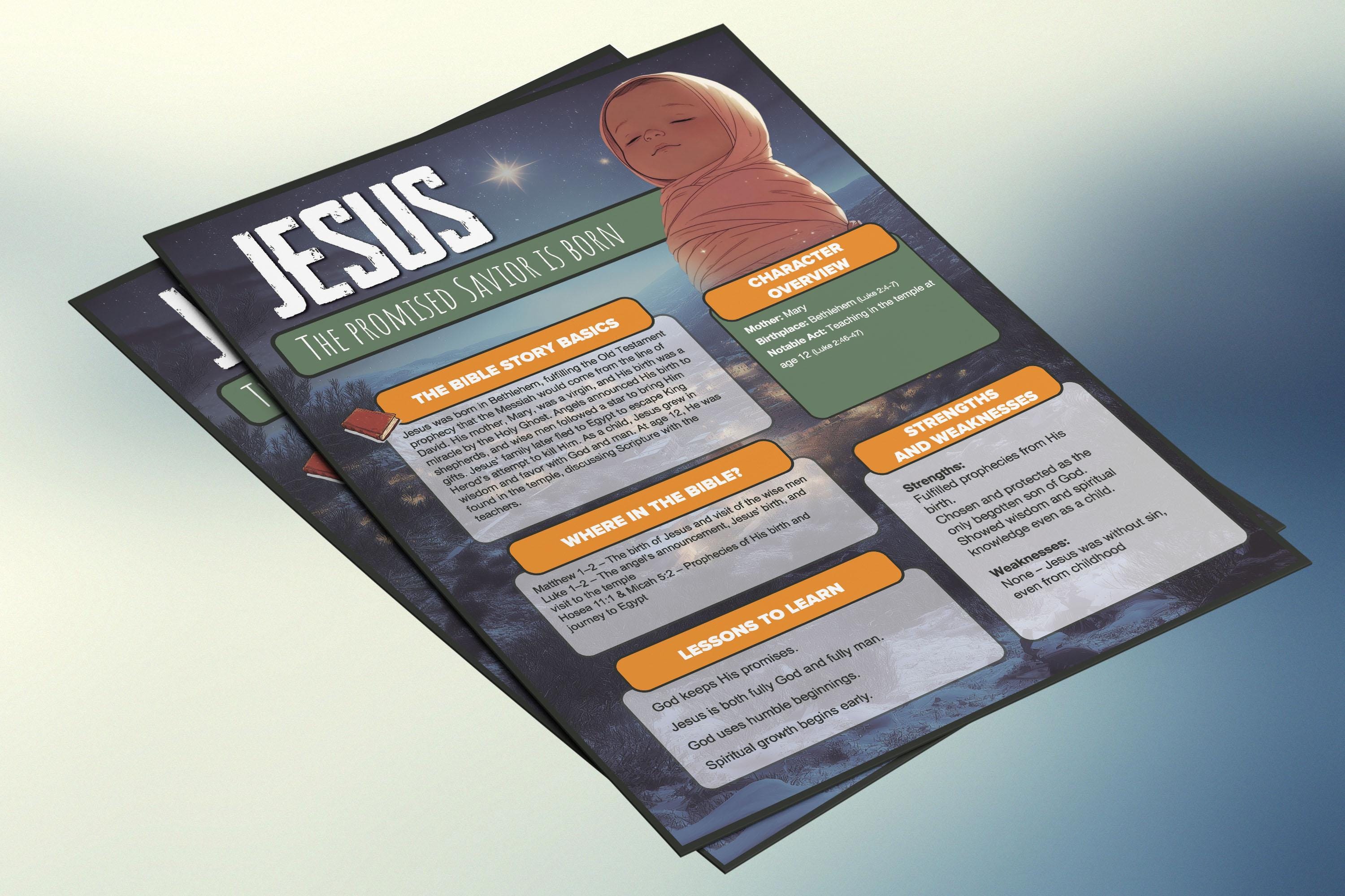Jesus - Combo Pack | Kids Bible Fact Sheet and Study Guide - Etsy
