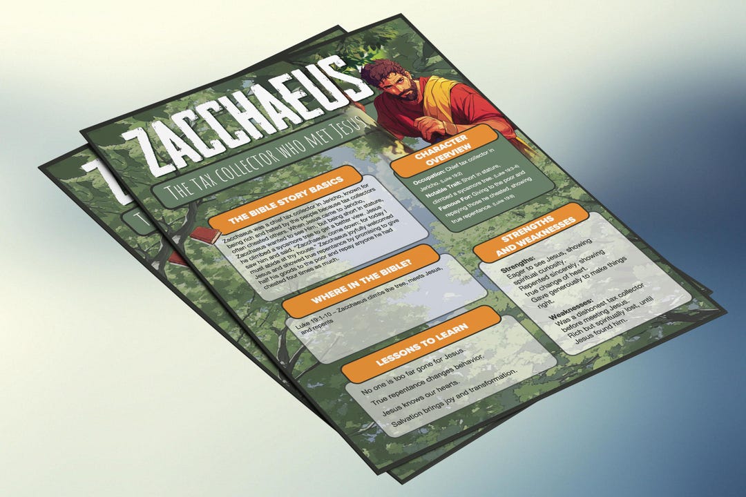 Zacchaeus - the Tax Collector Who Met Jesus | Kids Bible Fact Sheet and ...