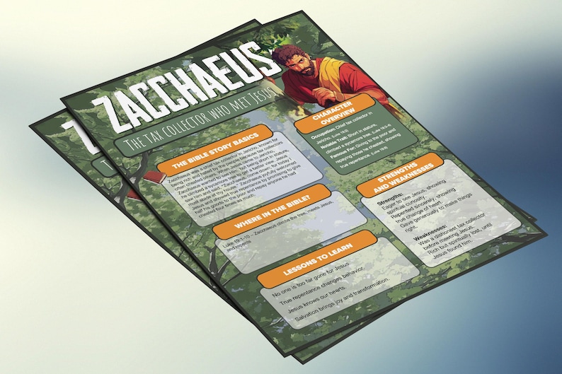 Zacchaeus - the Tax Collector Who Met Jesus | Kids Bible Fact Sheet and ...