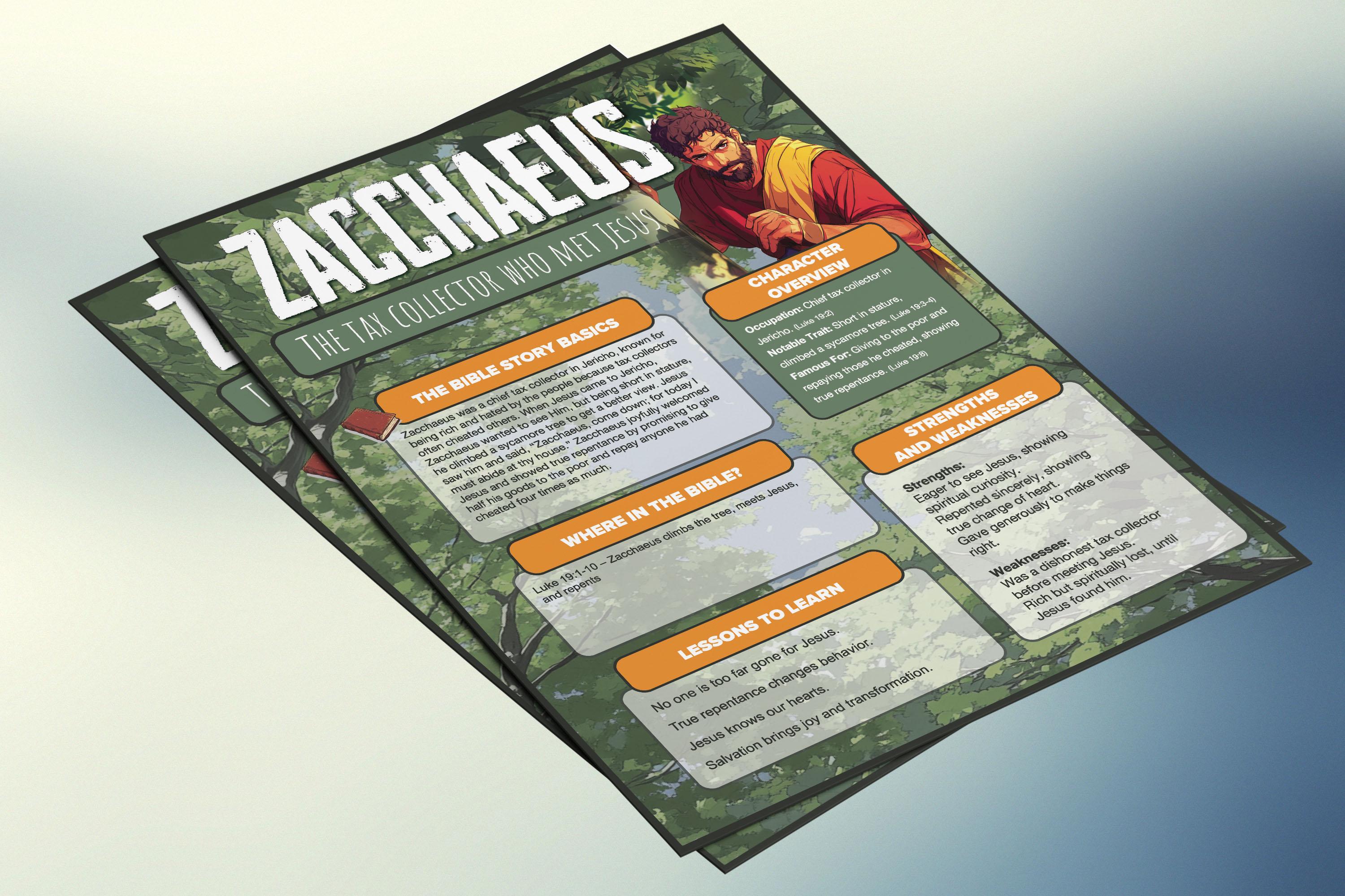 Zacchaeus - the Tax Collector Who Met Jesus | Kids Bible Fact Sheet and ...