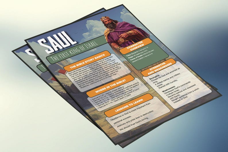 Saul - the First King of Israel | Kids Bible Fact Sheet and Study Guide ...
