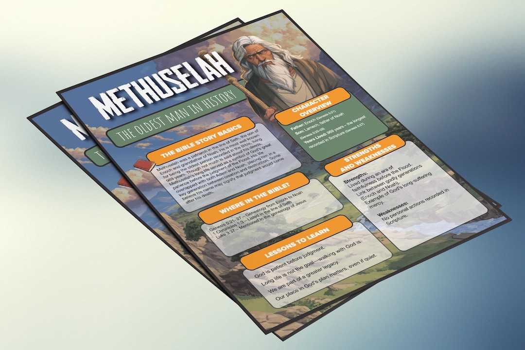 Methuselah - the Oldest Man in History | Kids Bible Fact Sheet and ...