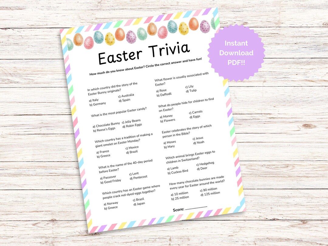 Easter Trivia Game | Spring Trivia| Easter Games Printable | Easter ...