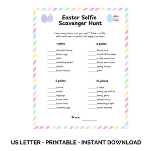 Easter Selfie Scavenger Hunt Game | Easter Photo Scavenger Hunt ...