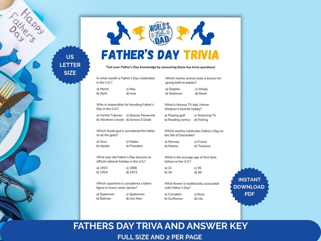Fathers Day Trivia | Father Day Games | Fathers Day Activity | Dad Quiz ...