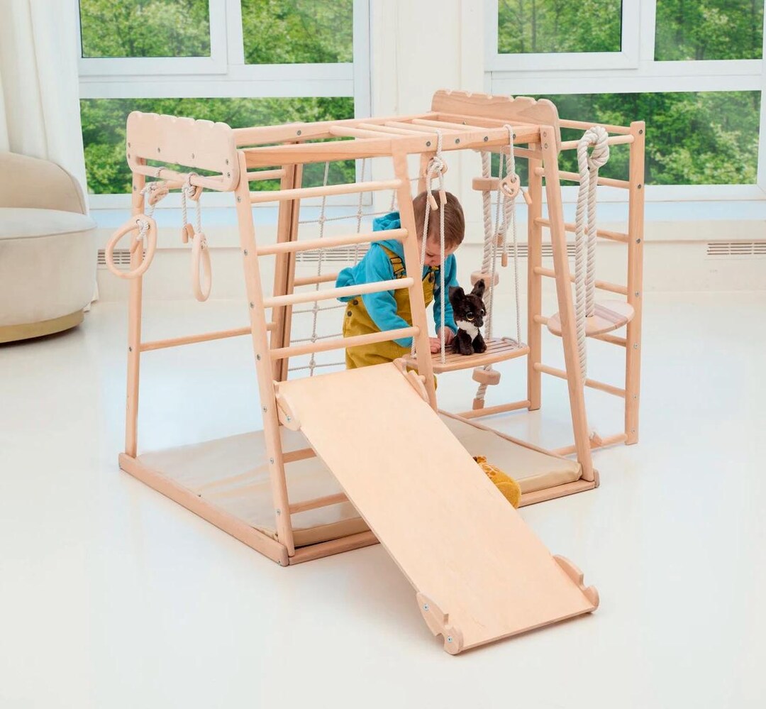 Scandinavian Play Complex, Monkey Bars, Rocking Ramp, Climbing Rope ...