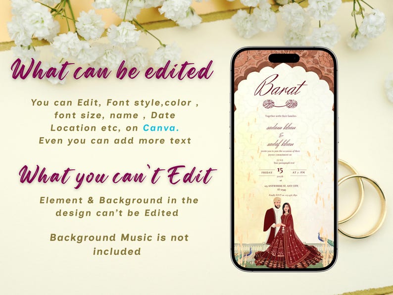 Animated Muslim Wedding Video Invitation Editable Mehndi, Barat, Walima ...