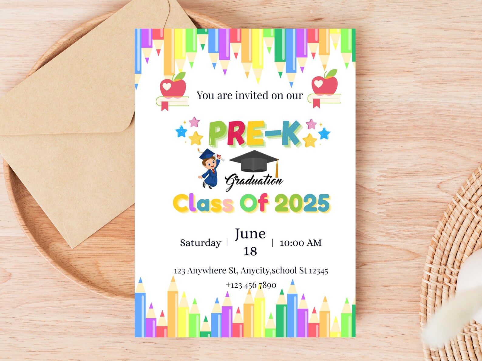 Editable Pre-k Graduation Invitation, Class of 2025 Pre-k Ceremony ...