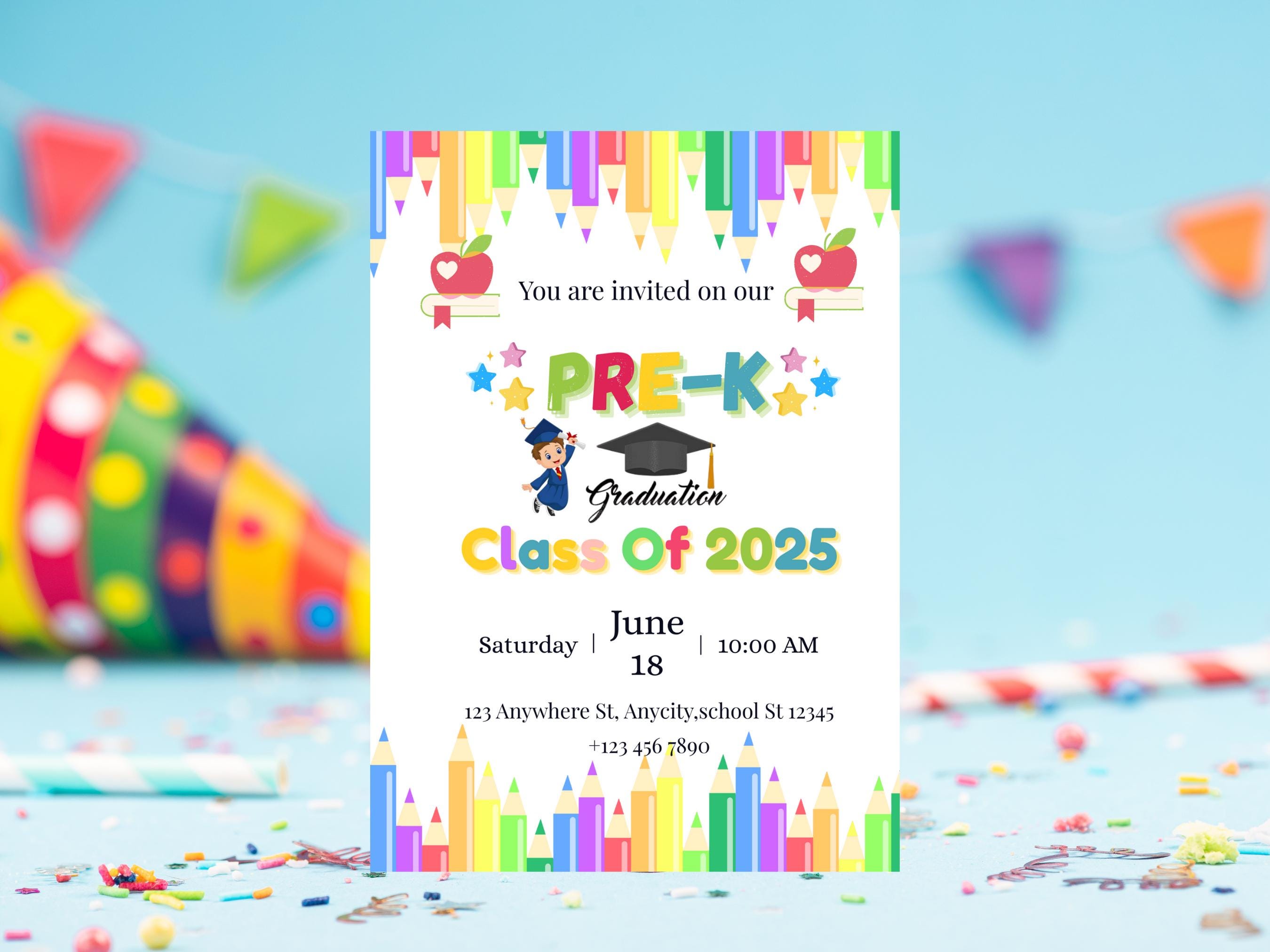 Editable Pre-k Graduation Invitation Class of 2025 Grad Party Invite ...