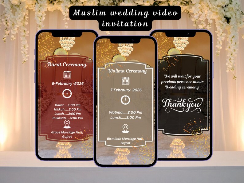 Animated Muslim Wedding Video Invitation Islamic Wedding Invite ...