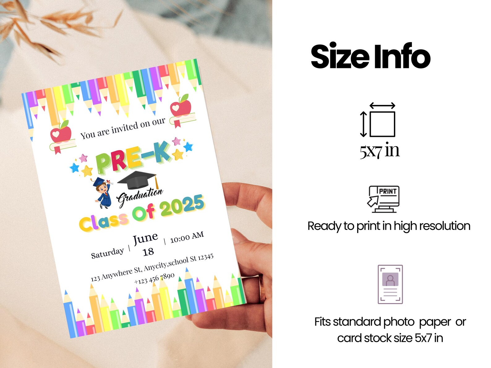 Editable Pre-k Graduation Invitation, Class of 2025 Pre-k Ceremony ...