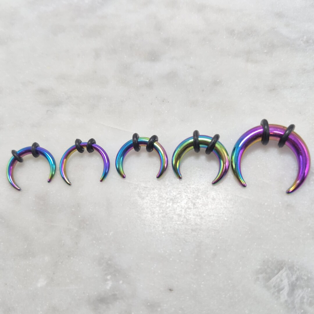 12g 10g 8g 6g 4g Solid Polished 316L Surgical Steel Rainbow PVD Plated ...