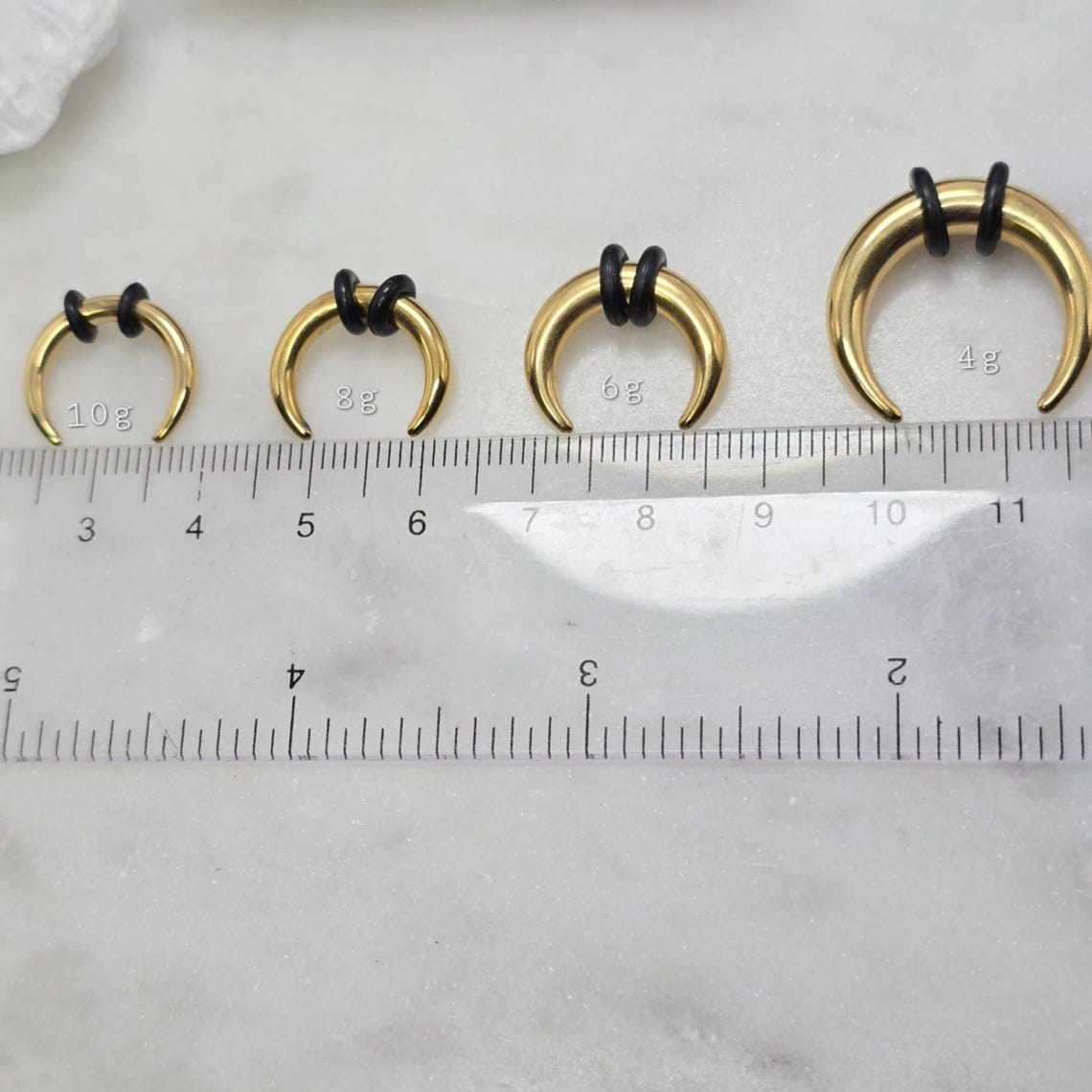 10g 8g 6g 4g Solid Polished 316L Surgical Steel Gold PVD Plated Pincher Claw Stretching Expander ...