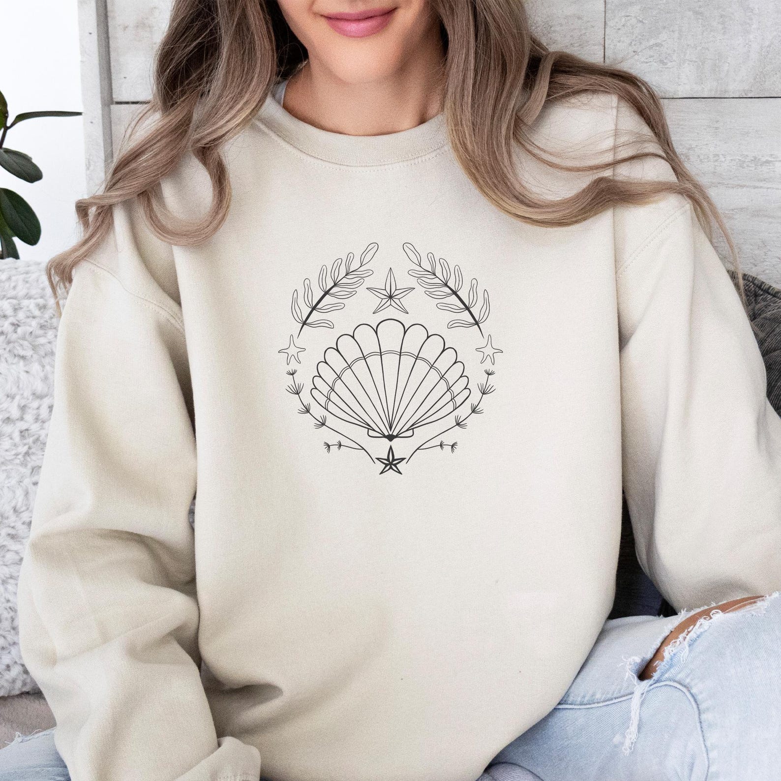 Sea Shell Hand Embroidery Pattern, Scallop Shell Embroidery Design ...