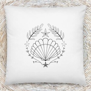 Sea Shell Hand Embroidery Pattern, Scallop Shell Embroidery Design ...