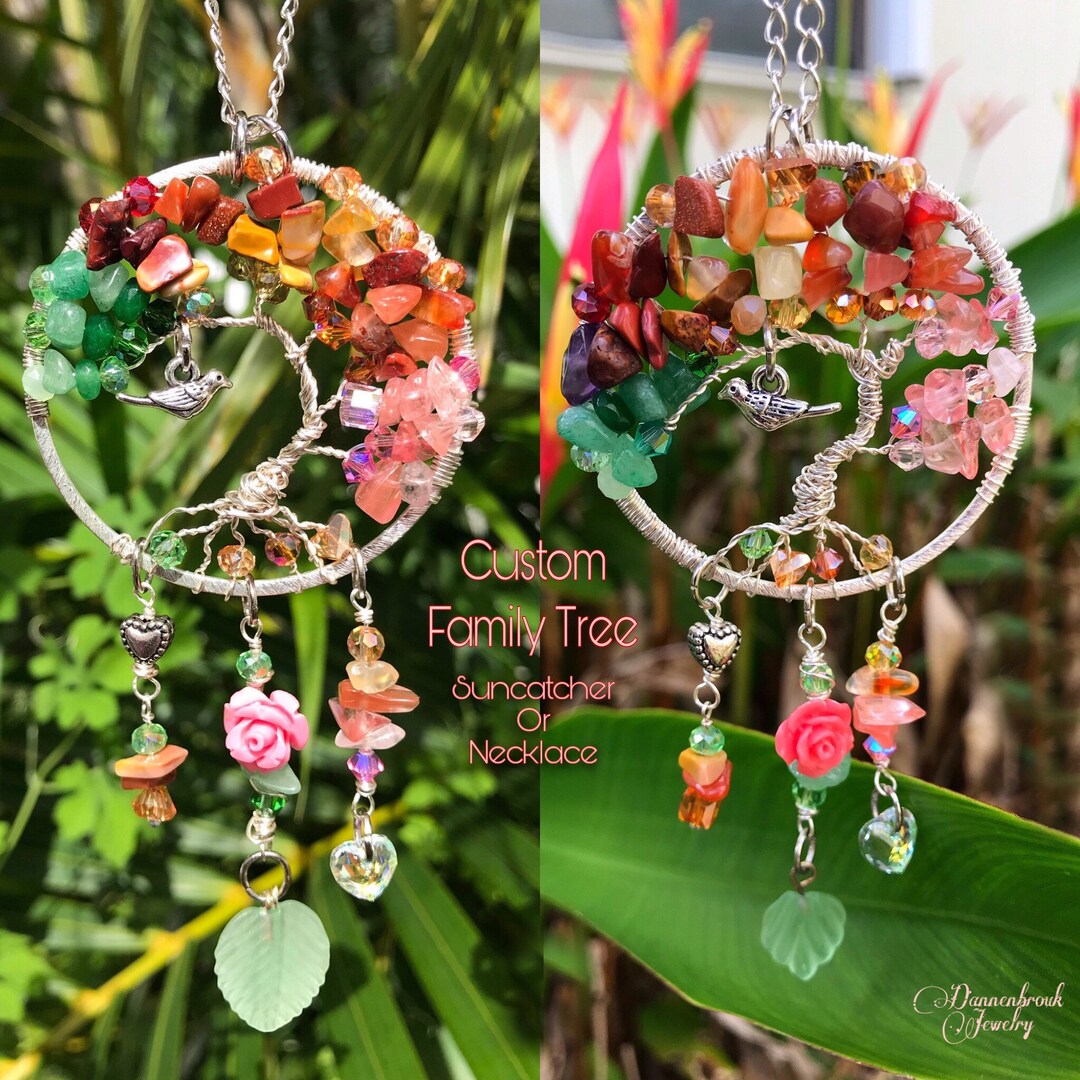 Suncatcher Family Tree, Remembrance Tree of Life, With Birthstones ...