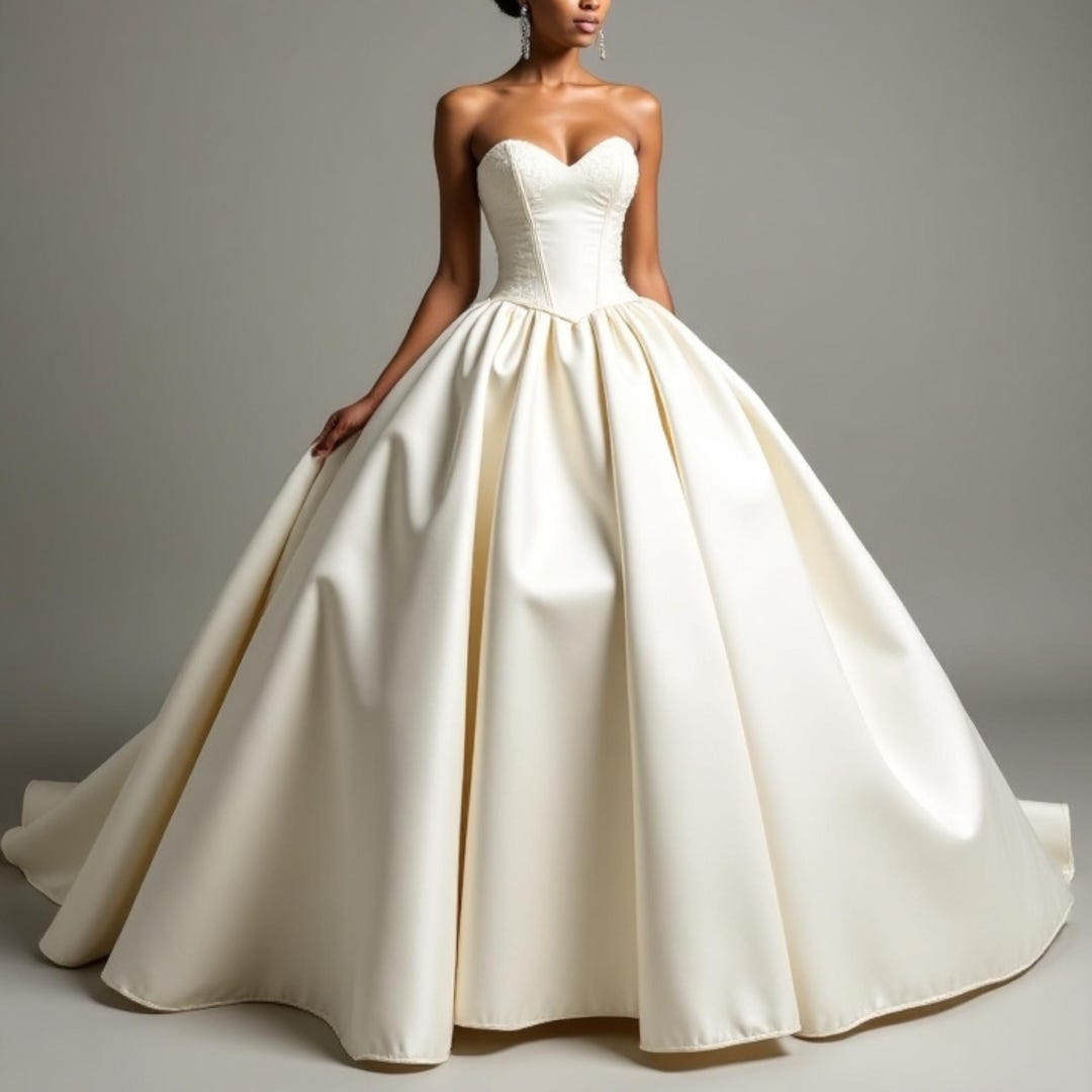White Structured Corset Ball Gown, Modern Princess Bridal Dress ...