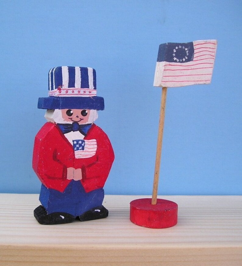 Wood Mini 32 Uncle Sam With Flags | Etsy