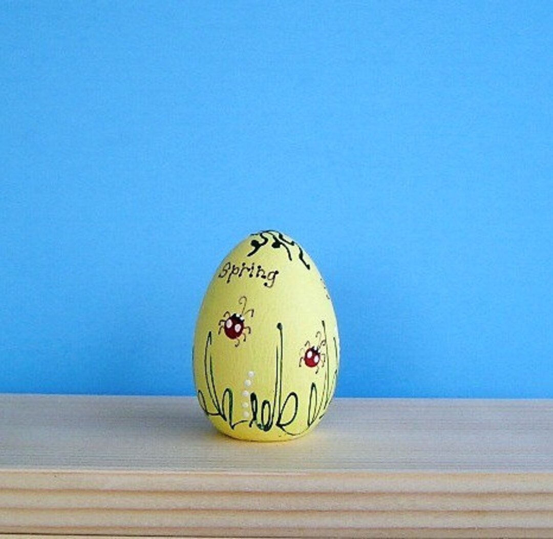 Lady Bugs in Spring is Psrt of a Series of Solid Wooden Eggs That ...