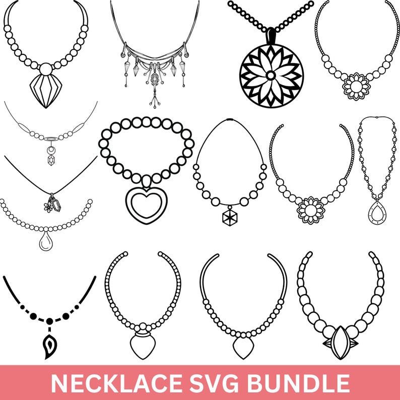 Necklace SVG Bundle, Chain and Pendant Designs (digital Download) - Etsy