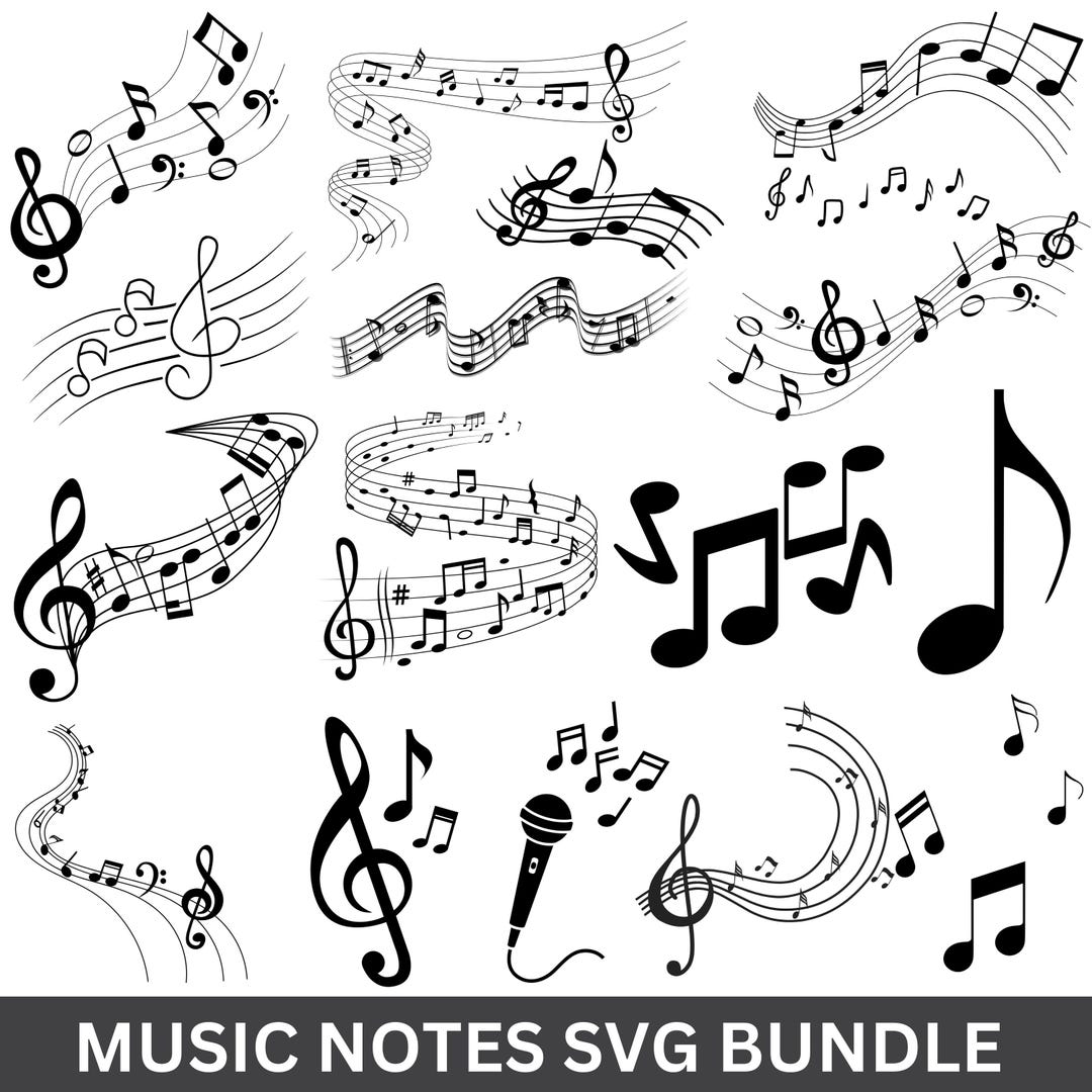 Music Notes Svg Bundle, Musical Notes Clipart, Music Notes Svg, Musical ...