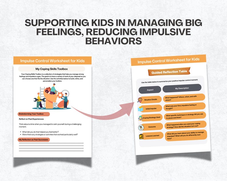Impulse Control Worksheet for Kids, Self-regulation, CBT Skills ...