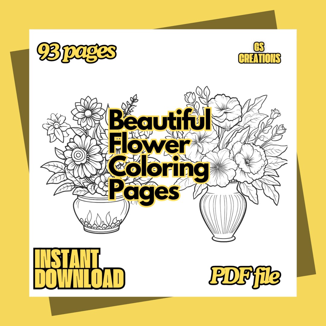 95 Beautiful Flower Coloring Pages – Floral Vase Line Art, Stress ...