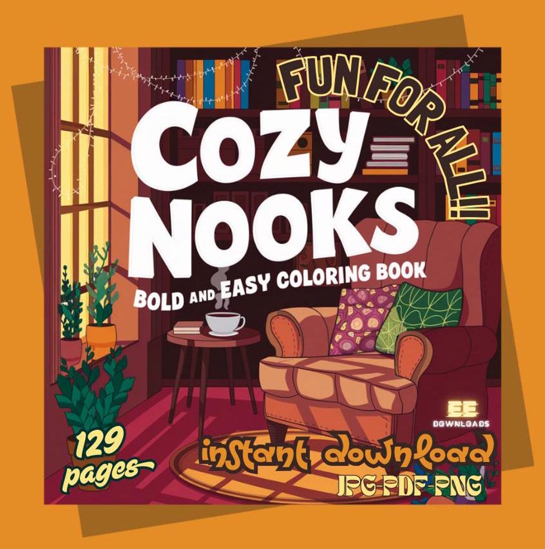 Cozy Nooks Coloring Book – Cozy Spaces With Animals for Relaxation With ...