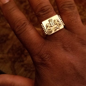 925 Silver 9k Gold Ten Commandments Ring lion Ring men - Etsy