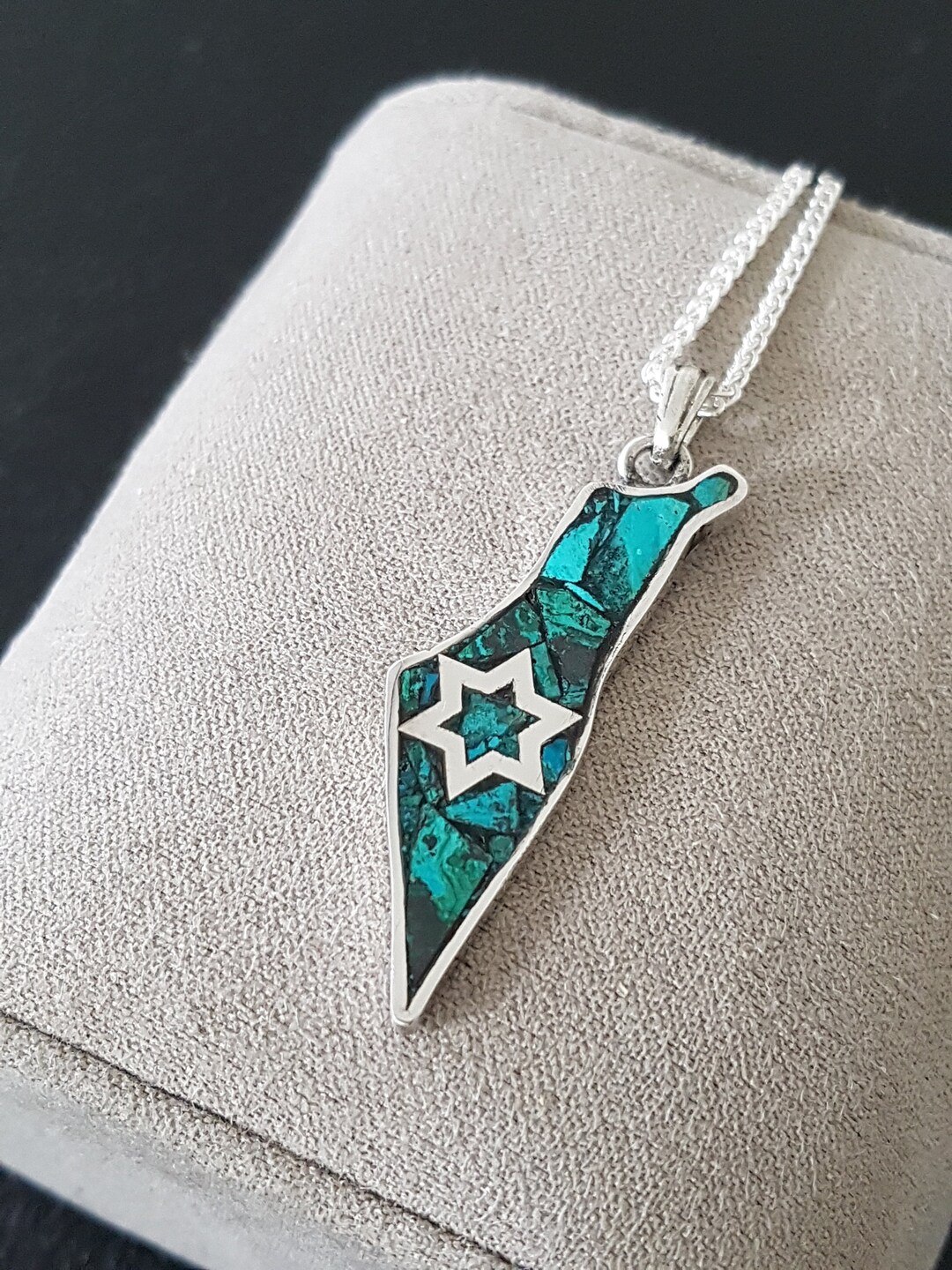 925 Silver Map of Israel Pendant, Eilat Stone Pendant,map Pendant ...