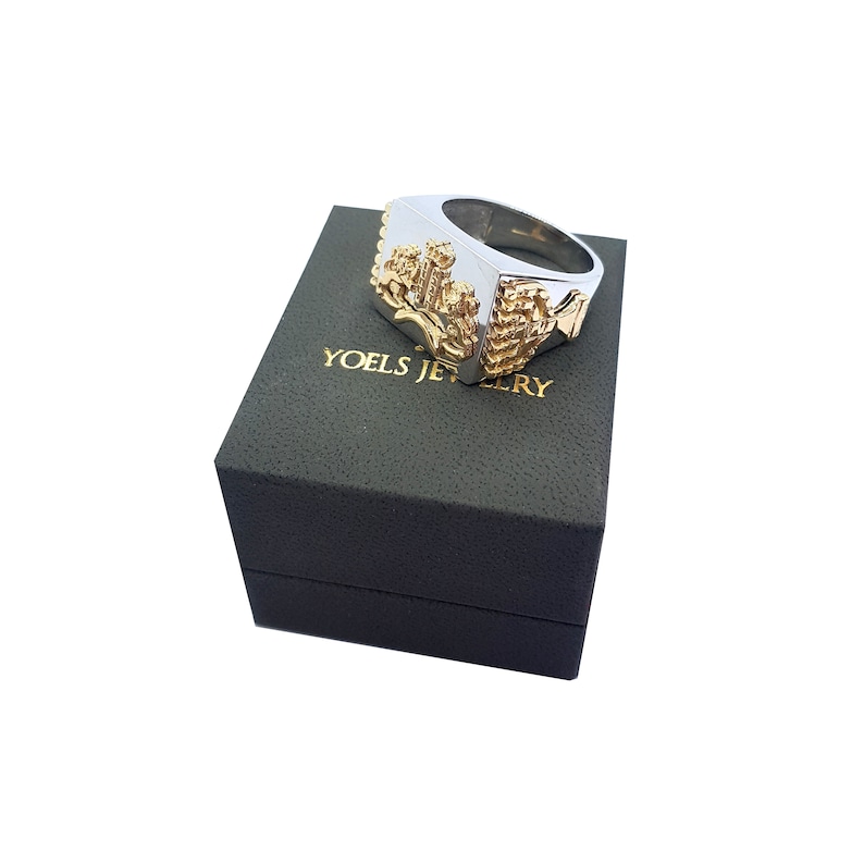 14k Solid Gold Ten Commandments Ring lion of Judah men - Etsy