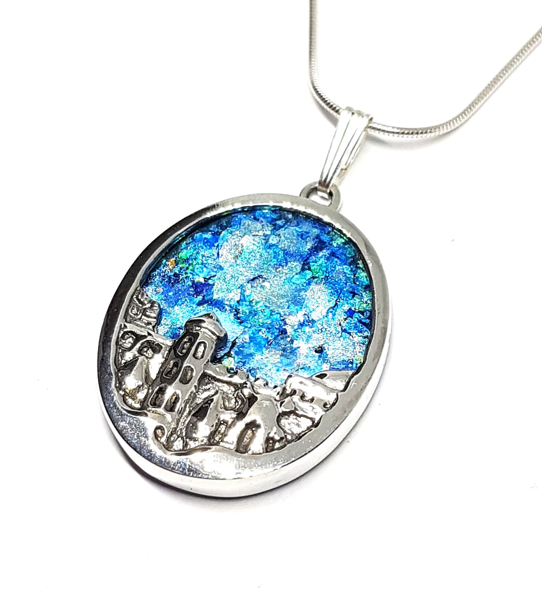 925 Silver Roman Glass Pendant ,roman Necklace, Jerusalem Jewelry ...