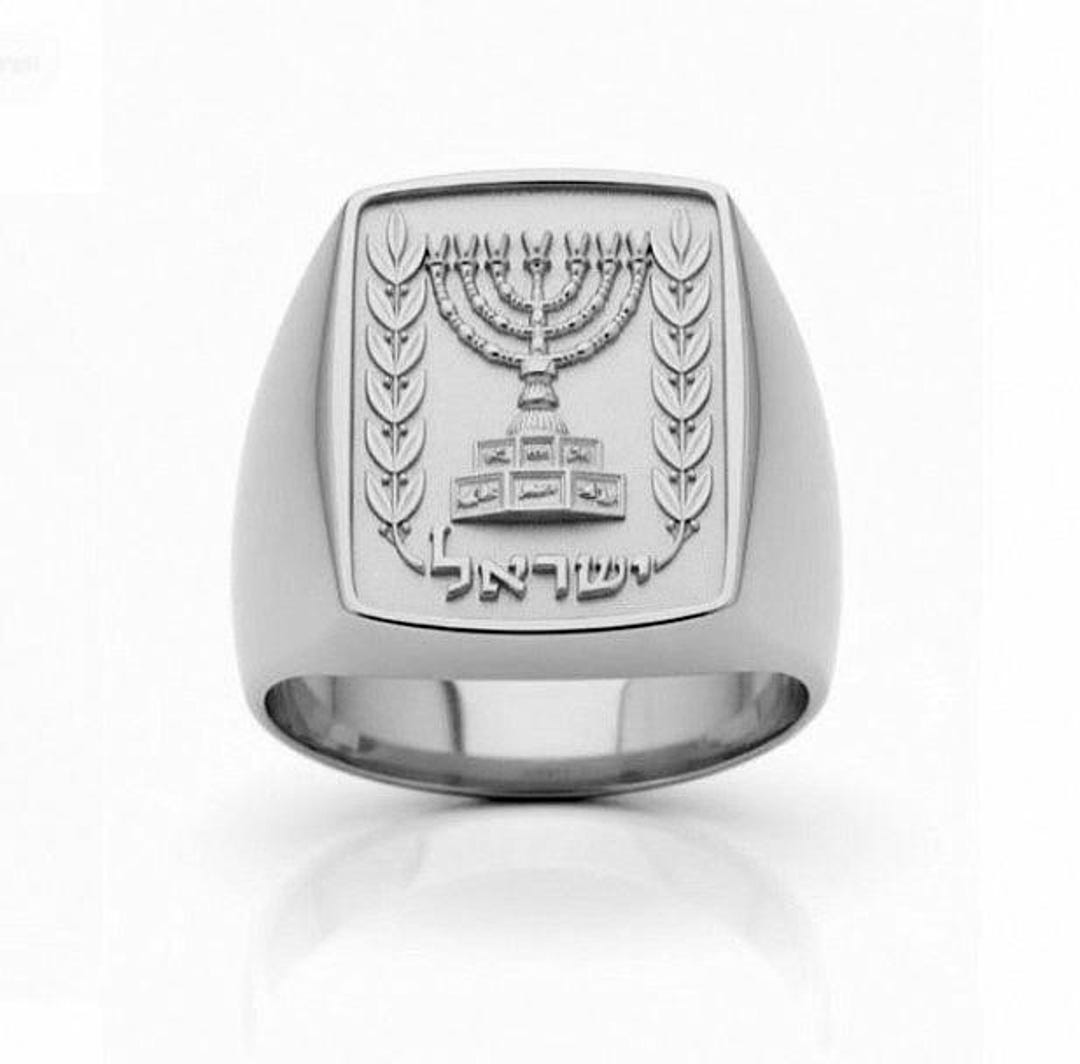 925 Silver Menorah Signet Ring, Emblem of Israel Jewelry - Etsy