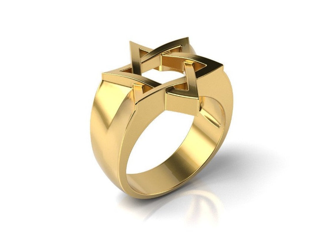 14k Gold Star of David Ring men Ringjewish Ringholy Land - Etsy