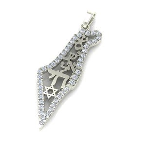 14k Map of Israel Gold Pendant "am Yisrael Chai Pendant - Etsy