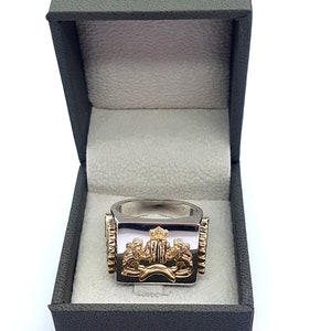 925 Silver 9k Gold Ten Commandments Ring lion Ring men - Etsy