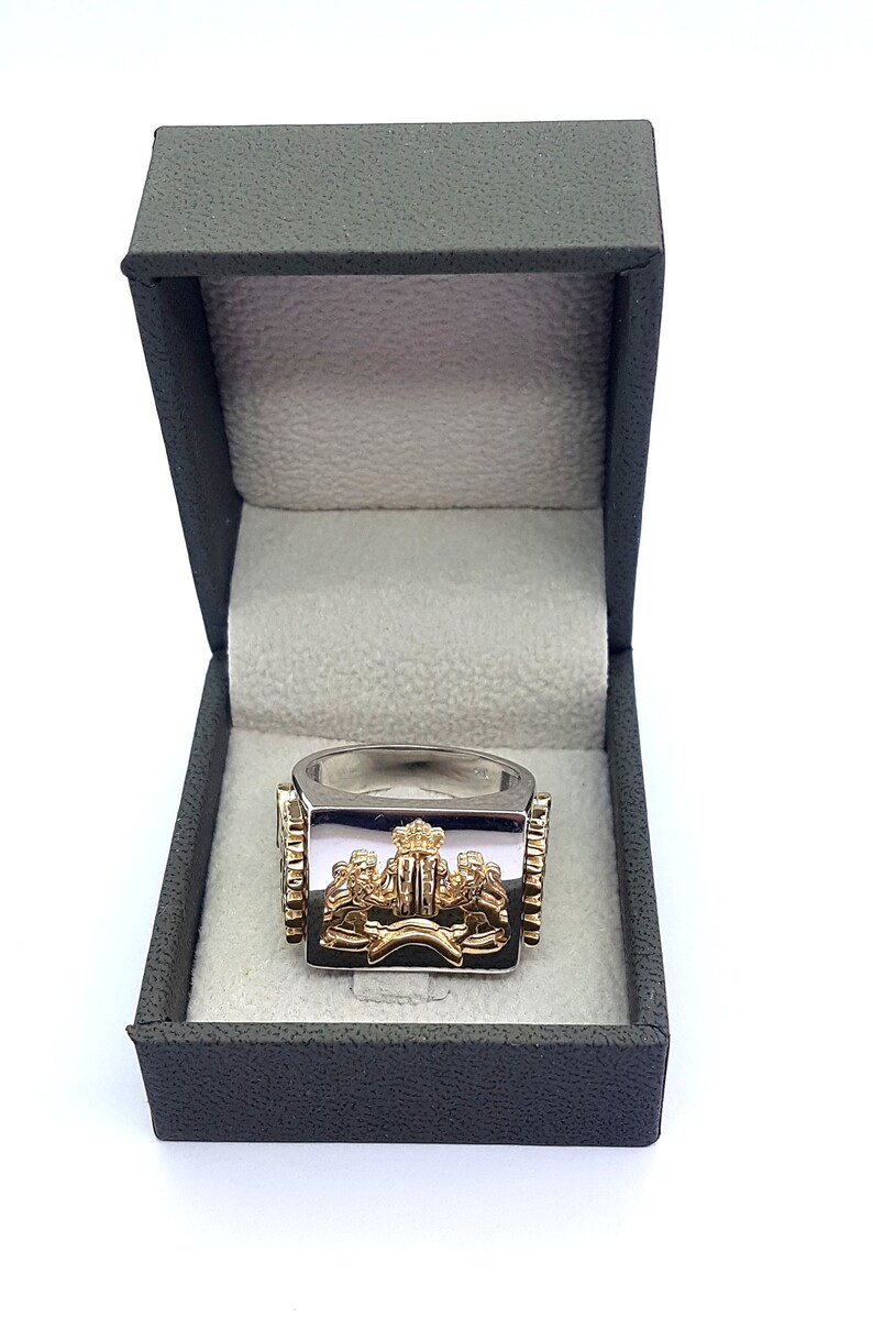 925 Silver 9k Gold Ten Commandments Ring lion Ring men - Etsy