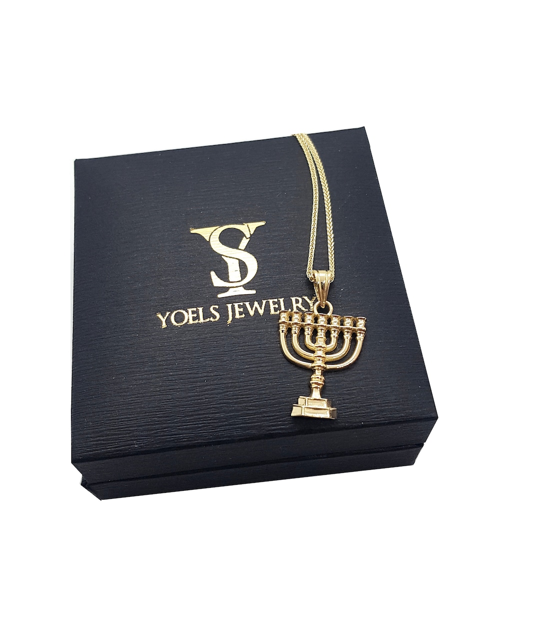 14K Gold Jewish Pendant,gold Menorah Pendant,jerusalem Pendant,holy ...