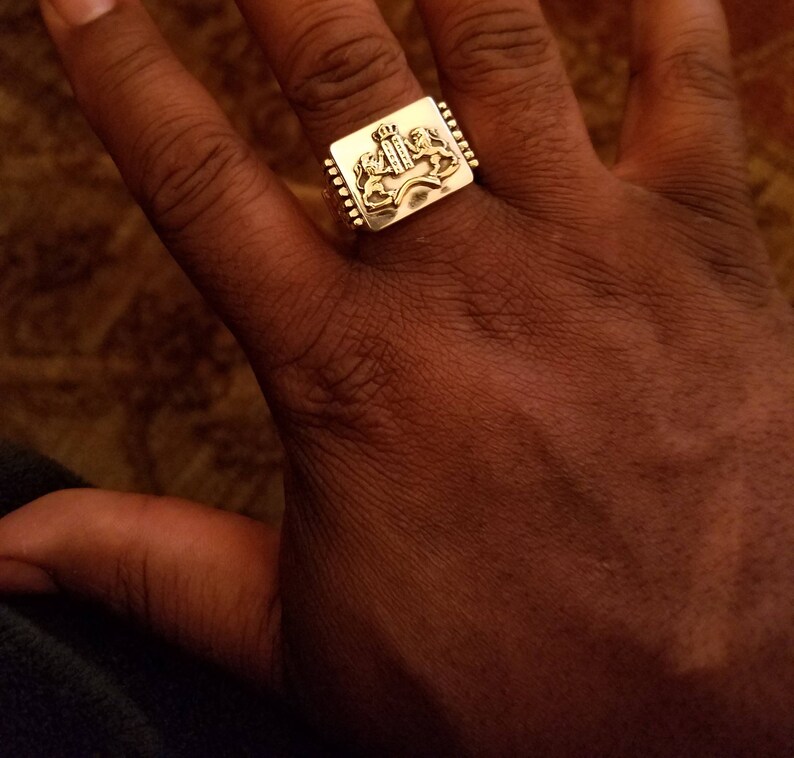 925 Silver 9k Gold Ten Commandments Ring lion Ring men - Etsy